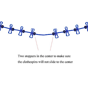 Travel Clothesline, Portable Retractable Clothesline with 12pcs Clothespins for Indoor Laundry Drying, Outdoor Camping Accessories by HAWATOUR, Blue, 2 Count
