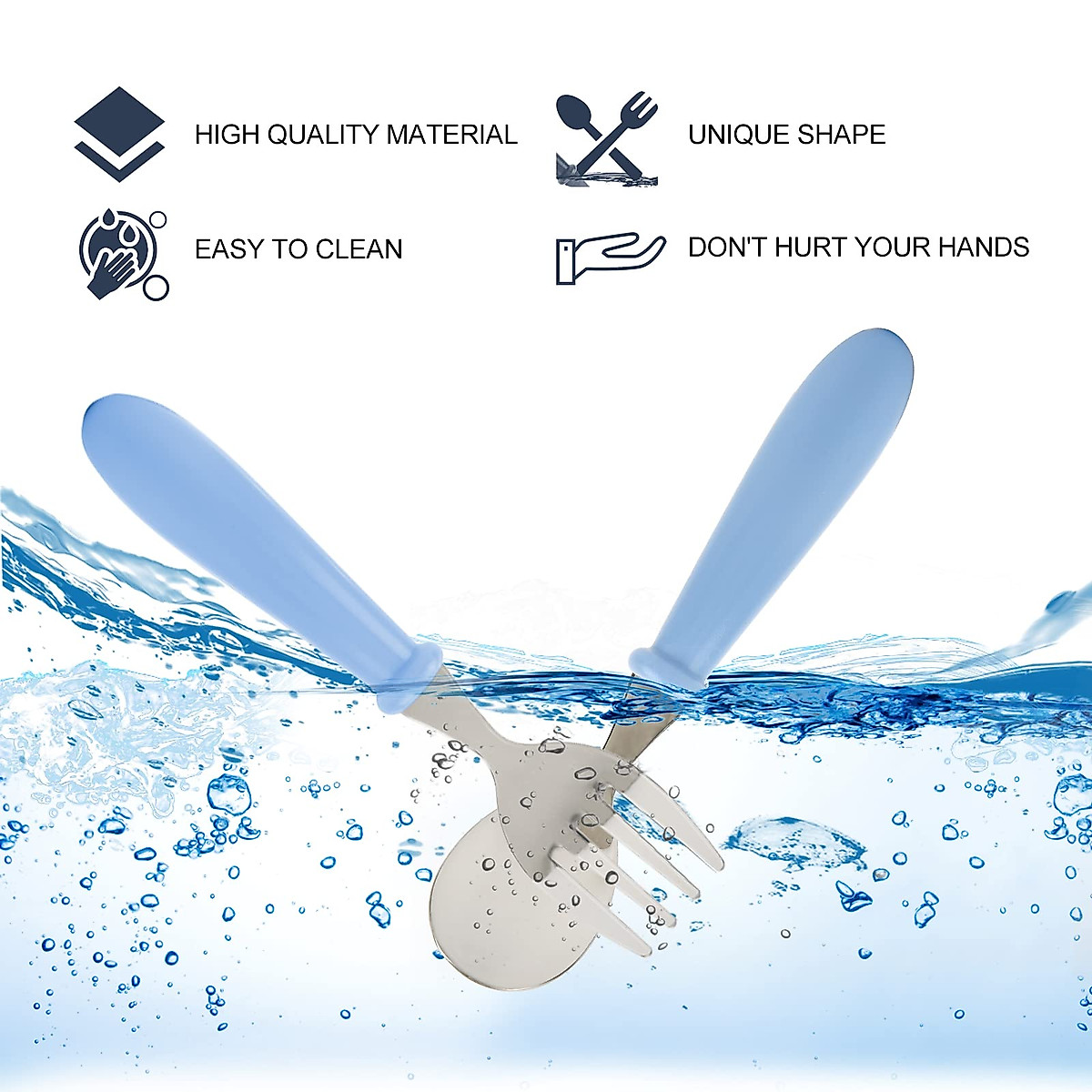 16 Pieces Toddler Fork and Spoon Silverware Set Stainless Steel Baby Utensils Round Handle & Tines for Safe Baby Toddler Self Feeding