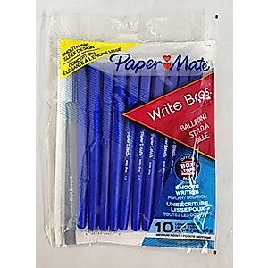 Paper Mate 9313499 Blue Medium Tip Write Brothers Stick Ballpoint Pens 10 Count