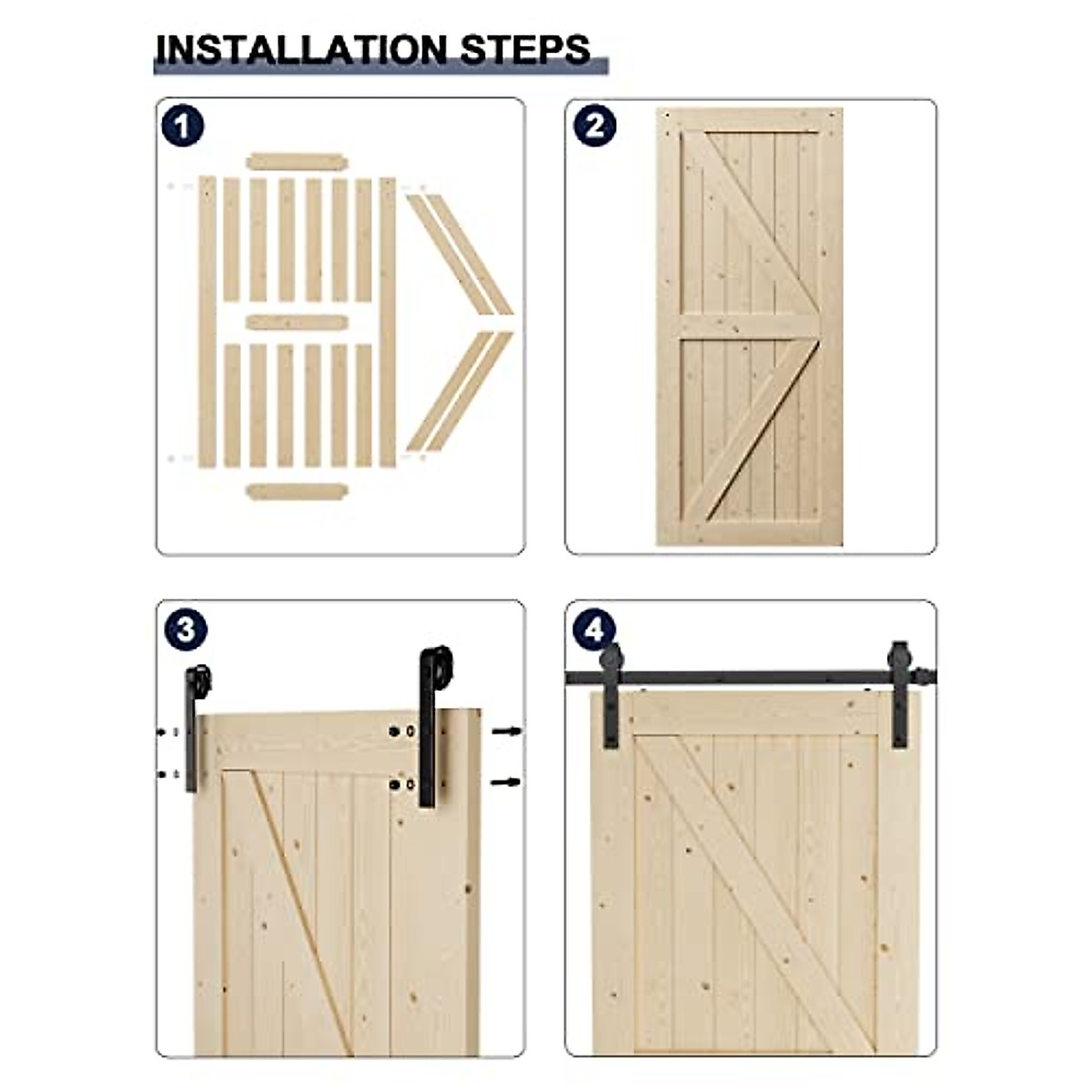 WINSOON 36 x 84 inch Sliding Barn Door Interior Paneled Slab, DIY Unfinished Barn Doors Solid Spruce Wood, K Frame, Pre-Drilled, Bottom Grooved, Easy to Install, Natural