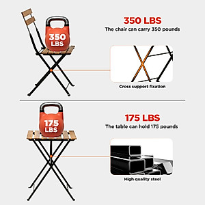 FDW 3 Pieces Folding Patio Furniture Set Bistro Set Portable Conversation Set All Weather Resistant Outdoor Furniture with 2 Folding Chairs Table for Patio Outdoor Backyard, Nature