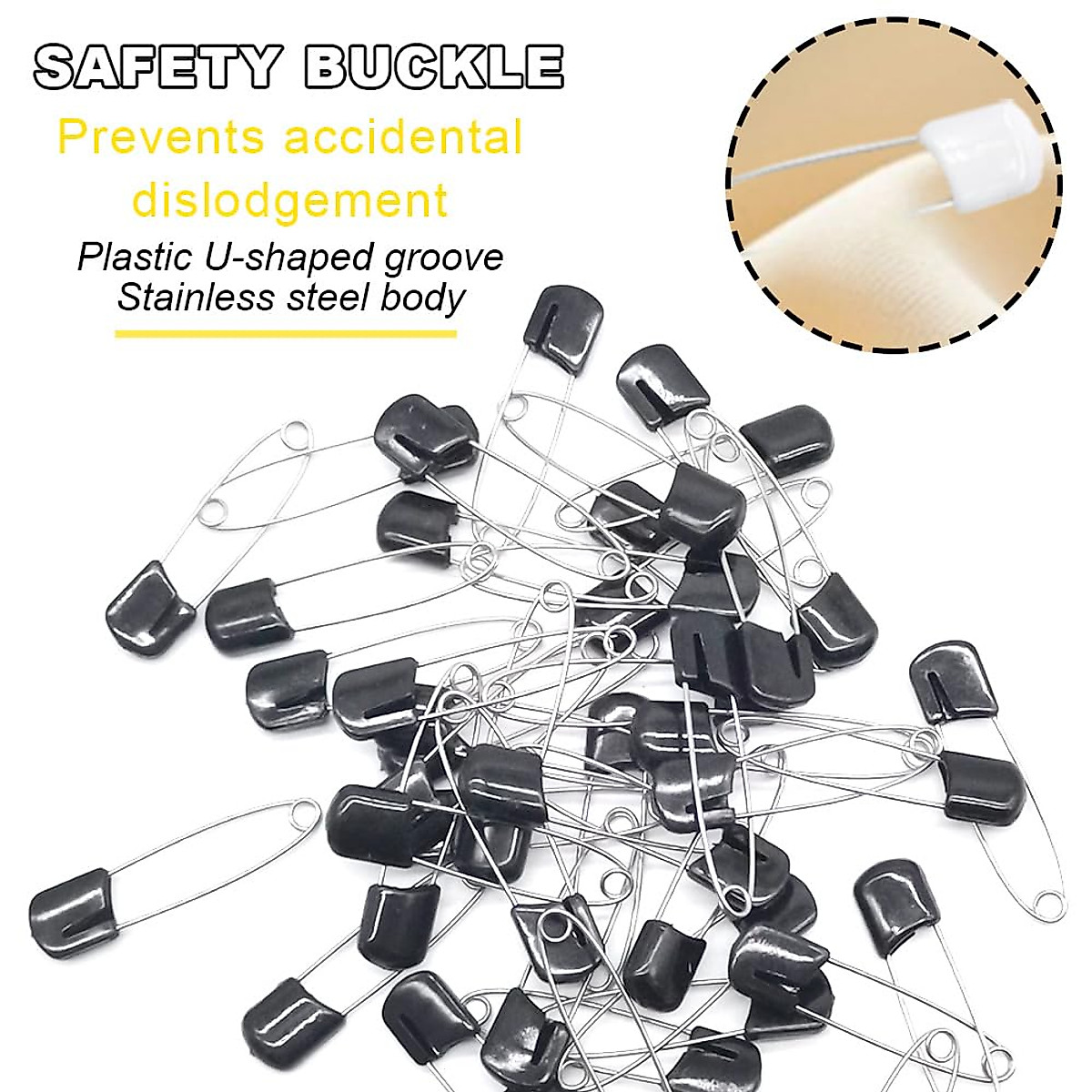 YOSAWA 50Pcs 2.2" Plastic Head Safety Nappy Pins