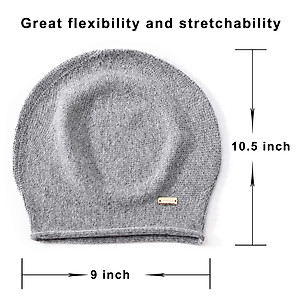 jaxmonoy Cashmere Slouchy Knit Beanie Hat for Women Winter Soft Warm Ladies Fleece Wool Knitted Skull Beanies Cap - Light Grey