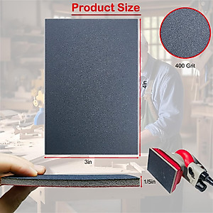 20 PCS 3 x 4 Inch 400 Grit Sanding Sponge, Hook-and-Loop Backing Sander Sponges Pads, Soft Foam Hand Sander Block Wet Dry Sandpaper for Model Drywall Metal Wood Furniture Polishing
