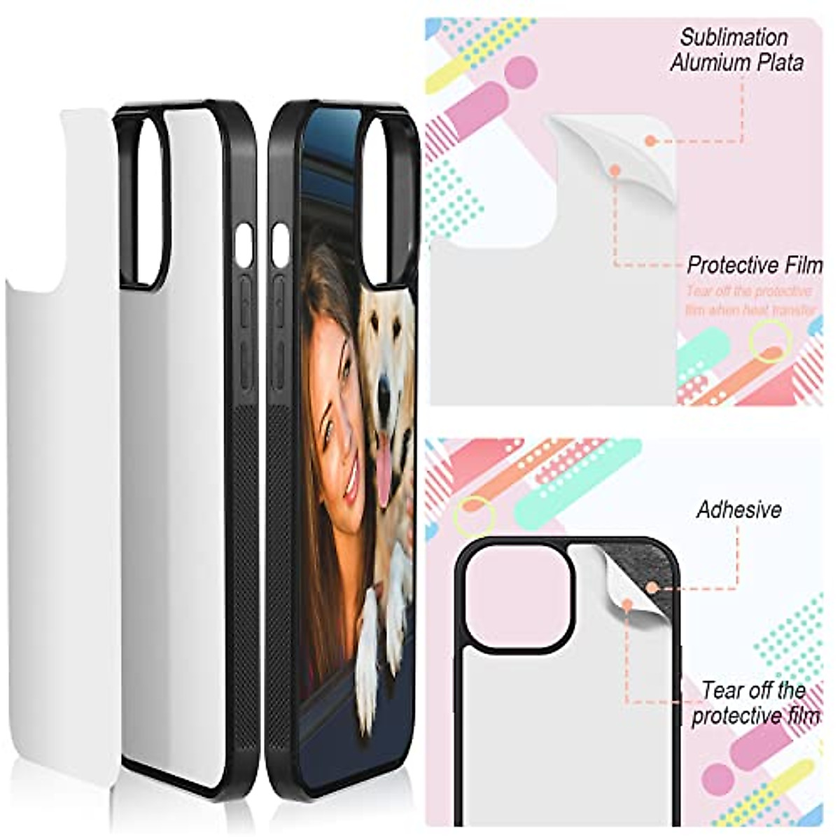15 Pieces Sublimation Blanks Phone Case Bulk Cover Protective Anti-Scratch Soft Shockproof Slim Covers Compatible with Apple iPhone, 3 Models (Black, Compatible with iPhone 14, 14 Pro, 14 Pro Max)