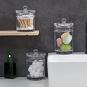 KMwares 3PC Set Premium Quality Glass Bathroom Canisters, Apothecary Jars, Storage Containers with Airtight Glass Lid and Wide Mouth (13/18/24 oz)