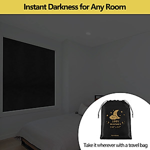 KENOBEE Upgraded Portable Blackout Shades, 118" x 57" Temporary Permanent UV Protection Stick On 100% Blackout Curtains Blinds Fits Any Window Size & Shape for Travel, RV, Baby Nursery, Bedroom