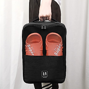 IMCUZUR Shoe Bag for Travel, Shoes Packing Organizer Bag for Women and Men, Holds Shoes up to Size 13 (Black)