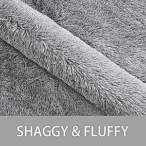 Goideal Oval Shaggy Bedroom Rug 2.6 x 5.2 Feet Fluffy Area Rugs for Girls Boys Kids Room Nursery Floor Carpet Home Decoration,Grey