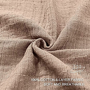 SE SOFTEXLY Muslin Throw Blanket, 100% Cotton Blankets for Adults and Baby, 4-Layer Soft Breathable Bed Throw Blankets All Season,King Size Blanket (90"x102", Coffee)