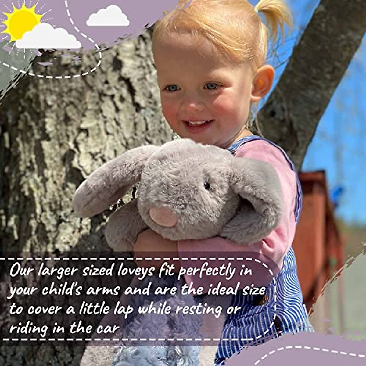 Lovey Microwavable Stuffed Animal - Large lovies for Babies which are heatable Stuffed Animals, Lavender Stuffed Animals micowavable with Removable Lavender Packet, Calming Heating pad Stuffed Animal