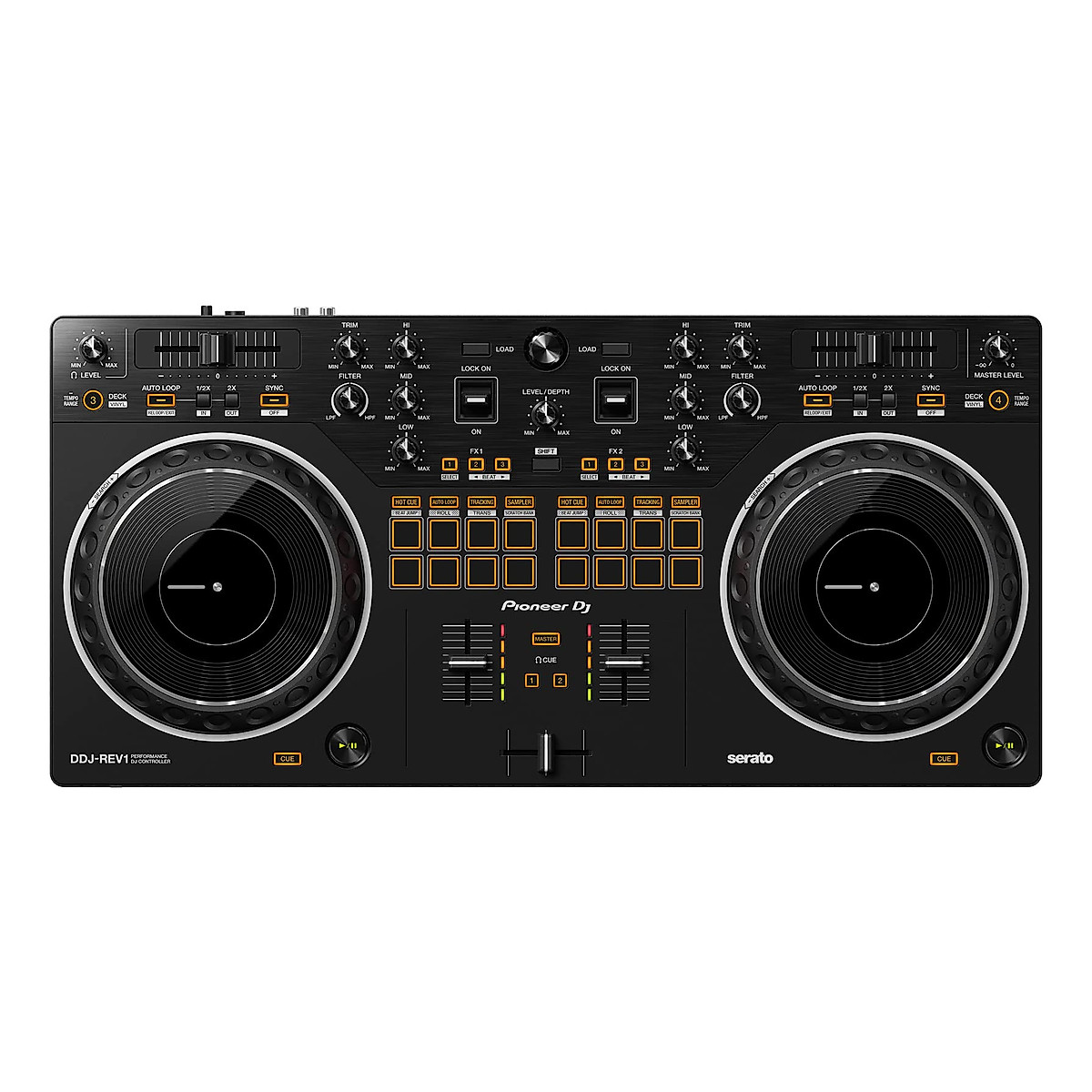 Pioneer DDJ-REV1, DJ Controller Bundle with Stand, Headphones and, Austin Bazaar Polishing Cloth