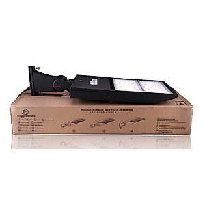 RuggedGrade 42,000 Lumen - 300 watt NextGen III LED Shoebox Lights - Dimmable - with Photocell -ARM Mount