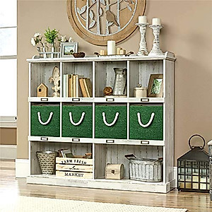 HSDT Green Foldable Polyester Fabric Storage Bins Cube Organizers,13x13x13inch,for Organizing The Clutter In The Home or Office,Set of 3,Q-ST-46-3