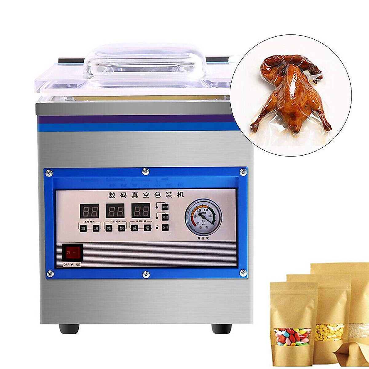 Vacuum Sealer Machine, 360W 110v Kitchen Food Chamber Vacuum Sealer Stainless Steel Commercial Vacuum Packaging Machine Tabletop Seal Vacuum Packaging Machine Sealer for Airtight Food Storage/2917