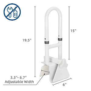 HEPO Grab Bars for Bathtubs and Showers, Adjustable Bathtub Safety Rail for Seniors, Tub Grab Bar for Bathroom, Assistance Bathtub Handle Clamp for Elderly Bath Support, White