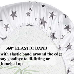 Bassinet Sheet Set 2 Pack Satin Ultra Soft Silk Fit for Rectangle, Hourglass, Oval Bassinet Mattress Protect for Baby Hair and Skin Cradle or Bassinet Sheets, Arrows & Stars