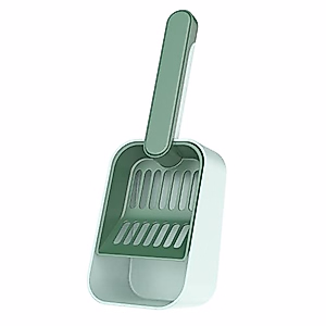 MEREN Cat Litter Scoop with Holder,Plastic Cat Litter Scooper,Deep Shovel,Large Capacity,Cat Scooper for Litter Box with Stand, Great for Scoop Away Cat Litter,Poop Sifting,Durable and Cute(Green).