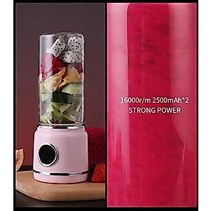 MXJCC Personal Blender Cup, Portable Blender for Shakes and Smoothies, Luium Mini Blender USB Rechargeable, with 6 Blades for Travel, Kitchen, Gym, Office (Color : Pink)