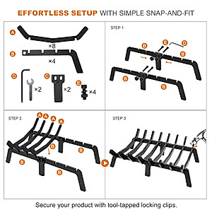 1MORE Fire Pit Grate Log Grate, Fireplace Grate 20 inch Heavy Duty, Round Fireplace Grates, Wood Stove Burning Rack Holder, Firewood Grate for Fire Pit & Backyard Patio, Outdoor Camping Hearth.