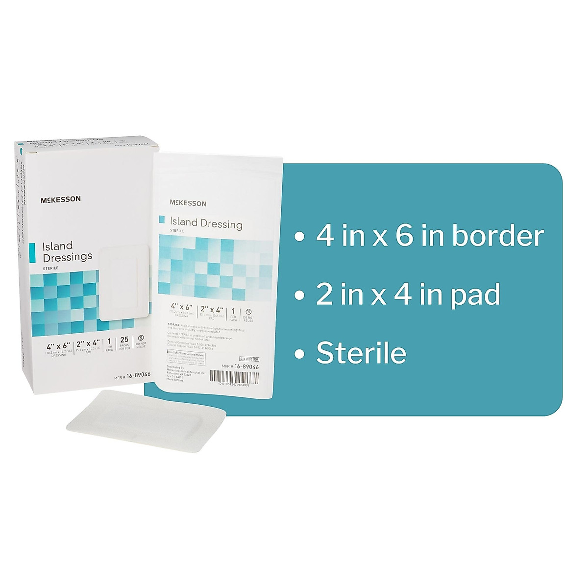 McKesson Island Dressing, Sterile, Polypropylene/Rayon, 4 in x 6 in, 25 Count, 1 Pack