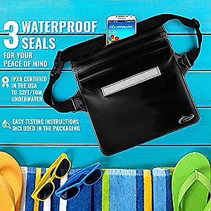 AiRunTech Waterproof Dry Bag and Waterproof Cell Phone Bag for Outdoor Water Sports, Boating, Hiking,Kayaking,Fishing (1 * Phone case(Clear) + 1 * Fanny Pack(Black))