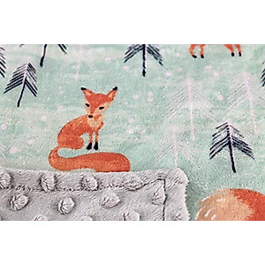 Top Tots Baby Blanket - Spirited Orange Fox with Grey Minky Dot