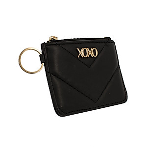 XOXO Women’s Wallet Mini Black Vegan Leather Quilted Pattern Key Card Id Coin Case, XW321356G-42-A02