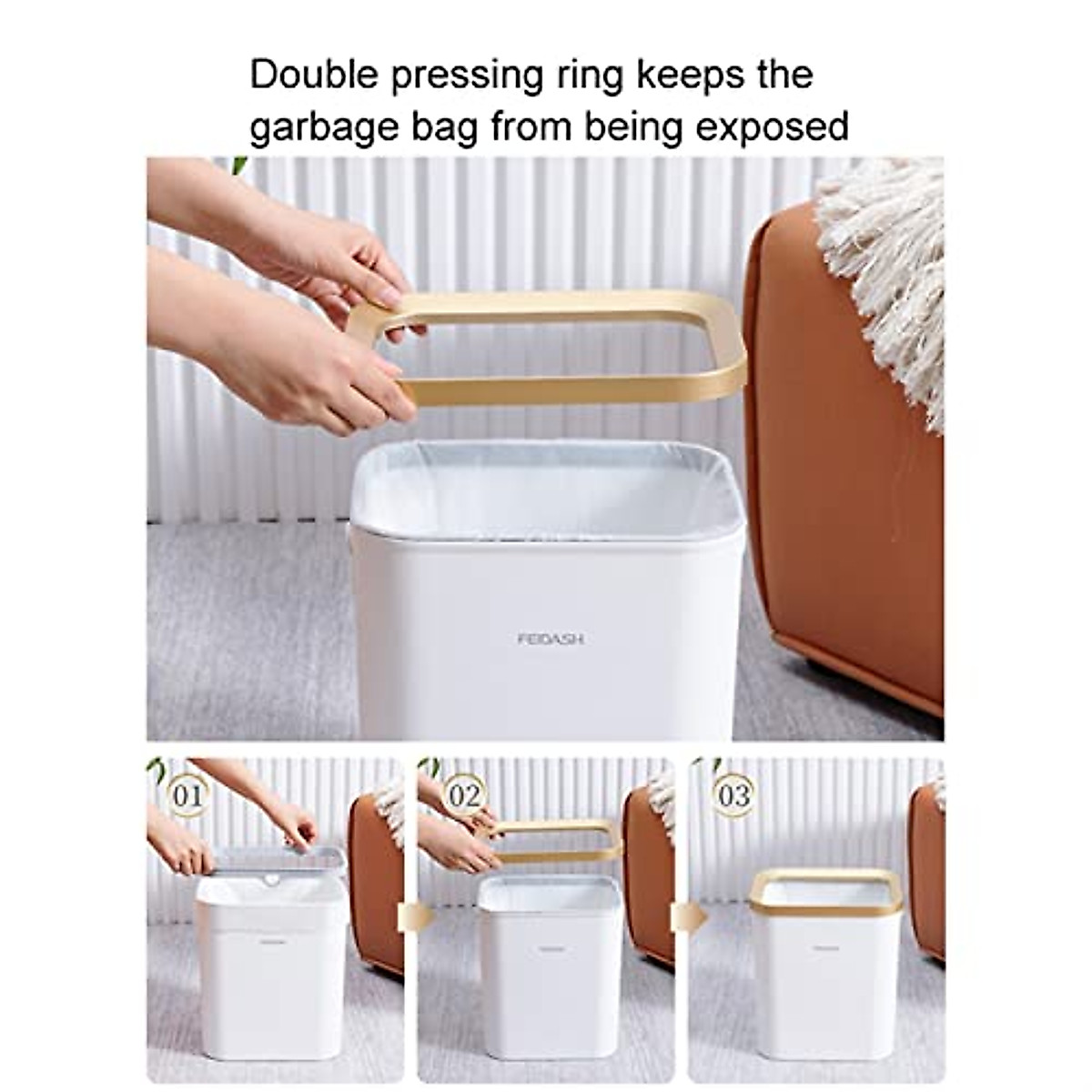 CANMNT Trash Can Light Luxury Trash Can with Handle Simple Square Without Cover Trash Can Study Office Paper Basket Waste Bin Trash Can Wastebasket