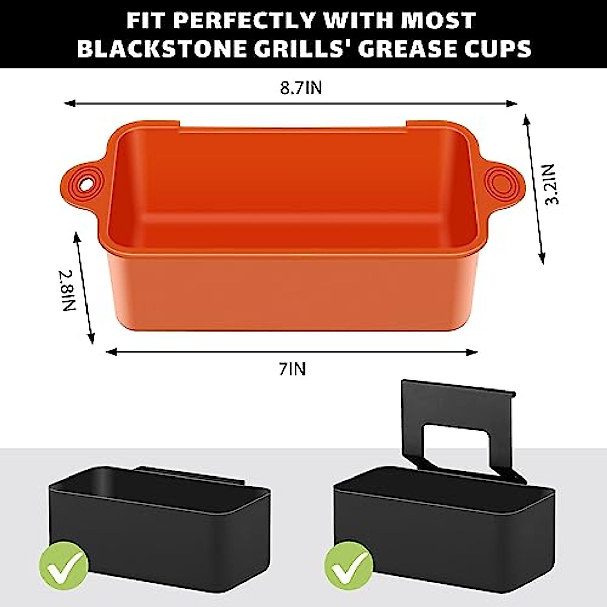 Parutta 3-Pack Silicone Grease Cup Liners for Blackstone, Reusable Silicone Grease Drip Pan Liners, Blackstone Grill Griddle Rear Grease Cup Grease Catcher Liner, Orange