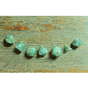 HDdais Polyhedral DND Dice Sets, 7-Die Green D&D Dice for Dungeons and Dragons Pathfinder RPG MTG Table Gaming Dice,Jade Dice (Green)