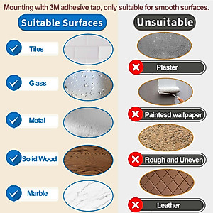 HomeSimplex 12 Inch Magnetic Knife Holder for Wall or Fridge with 6 Hooks No Drill - Adhesive Double Magnetic Knife Bar - Refrigerator Knife Magnetic Strip - 304 Stainless Steel Kitchen Utensil Holder