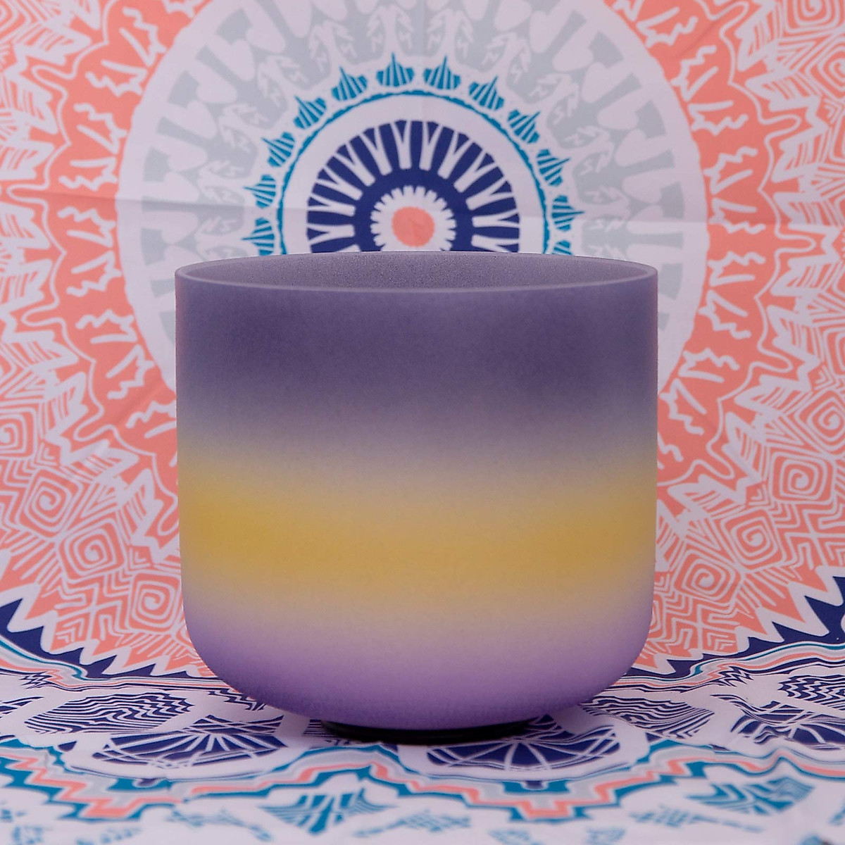 ENERGYSOUND 432Hz Perfect Pitch A 3rd Eye Chakra Rainbow Colored Frosted Quartz Crystal Singing Bowl 8 inch