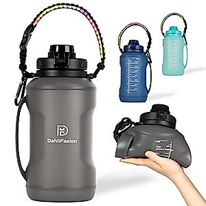 Dahlifasion Collapsible water bottles large water bottle,BLUE (BLACK2)