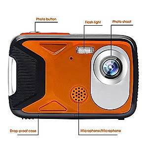 HOVTOIL Waterproof Camera Underwater Cameras for Snorkeling Support TF Card 16FT 8X Digital Zoom Waterproof Digital Camera Large Screen Optical Zoom Camera Dark Orange