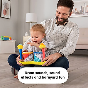 Lamaze Squeeze Beats First Drum Set - Baby Sensory Toy Includes Funny Animal Sounds - Colorful Baby Musical Toys for Early Childhood Development - Ages 12 Months and Up