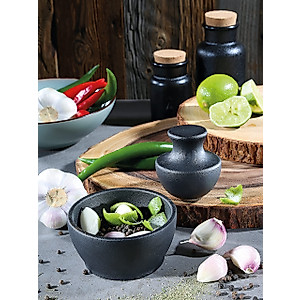 Zassenhaus Manu Cast Iron Mortar & Pestle, 4" x 3", Black