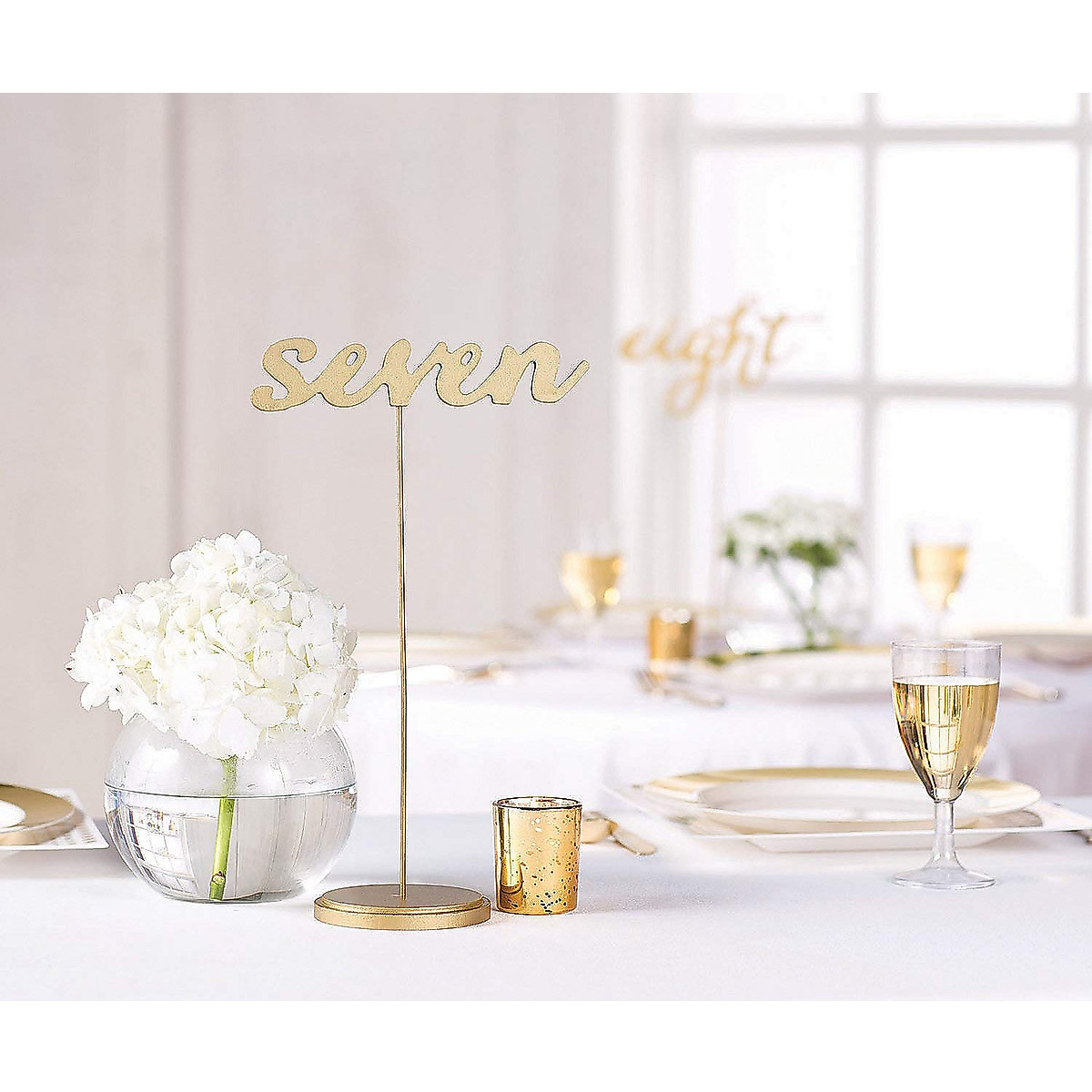 Fun Express Wood Cursive Table Numbers (Gold Set of 1-24) Wooden Calligraphy style for Wedding and Party Events