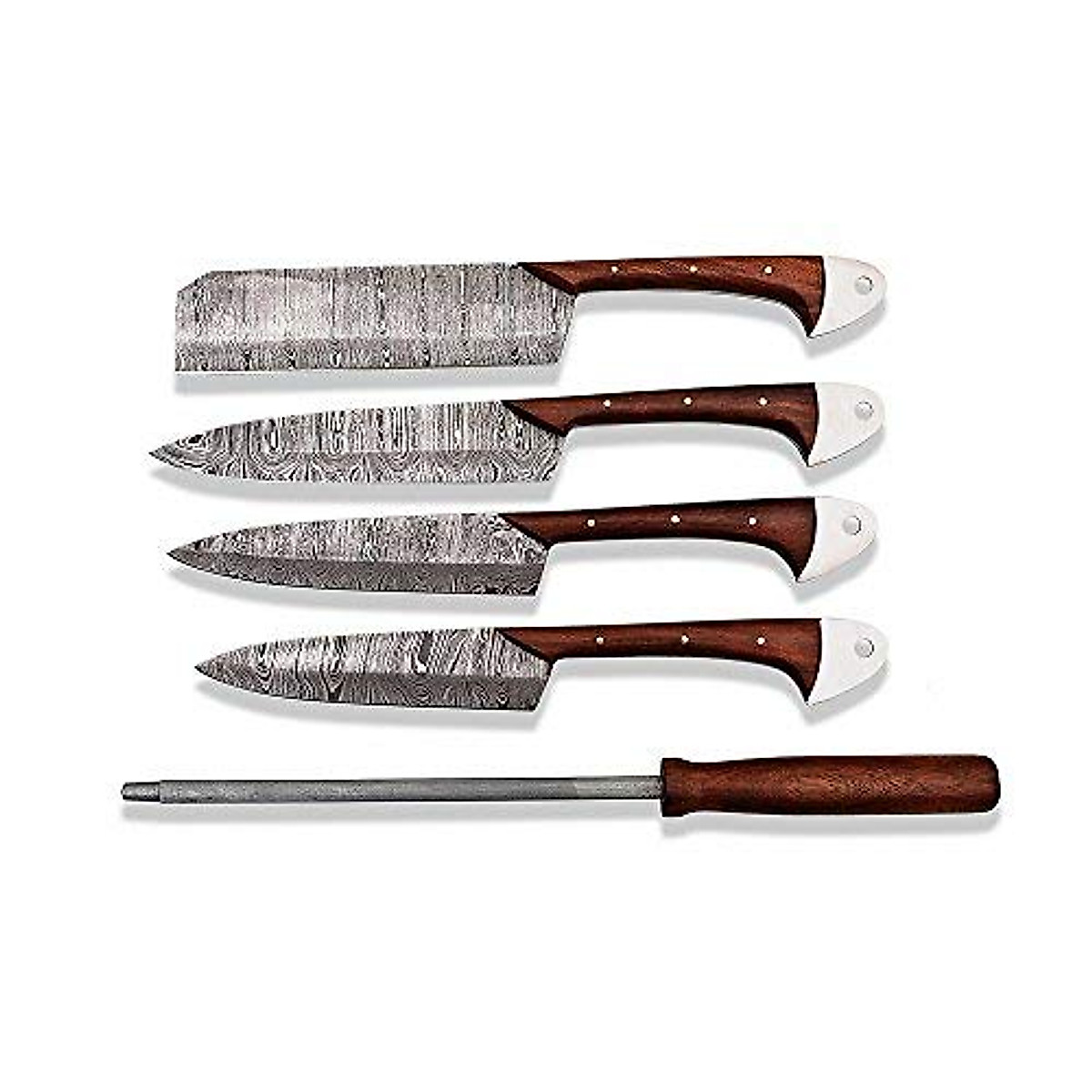 Custom Handmade Damascus Professional kitchen/BBQ knives set