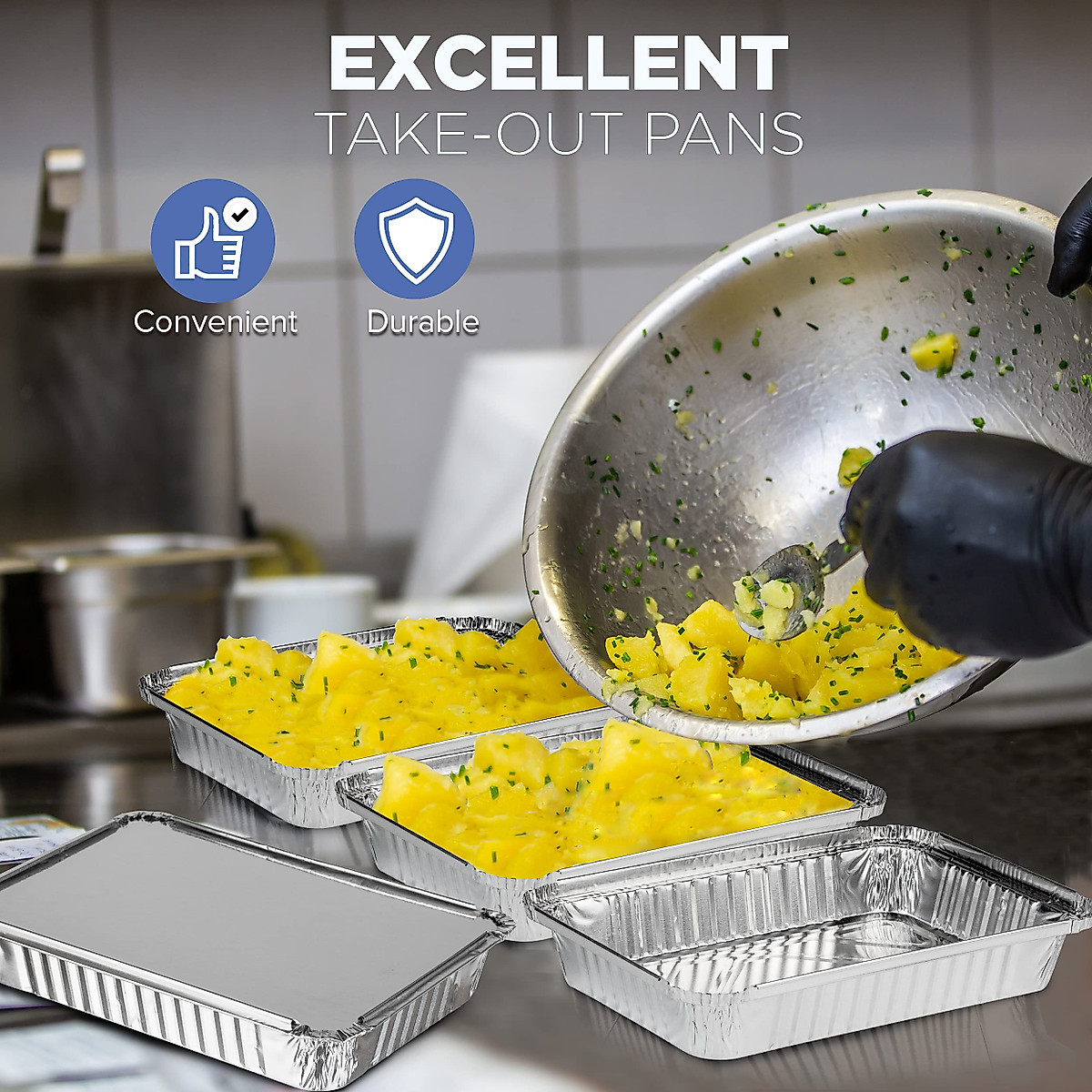 Fit Meal Prep 50 Pack 1.5 lb Aluminum Foil Pans with Lids, 8.75 x 6.25 x 1.5” Take Out Food Containers with Cardboard Cover for Spill Proof, Disposable Aluminum Baking Pan Freezer Oven Safe