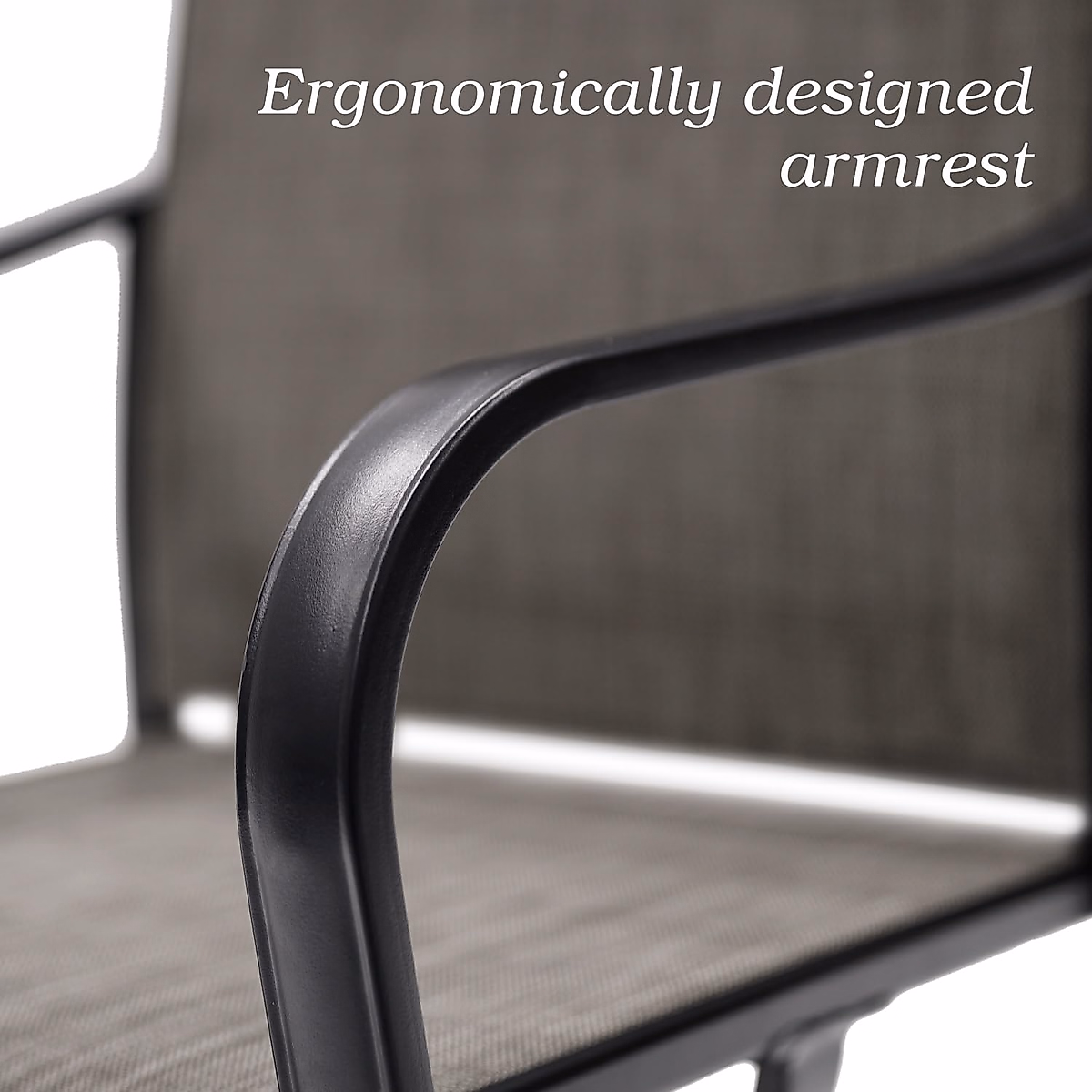 Anmutig Patio Swivel Dining Chairs Set of 6, Outdoor Furniture Textilene Mesh Fabric Outdoor Chairs with Armrest for Front Porch Patio Lawn Backyard, Black Frame Brown/Grey