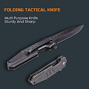 Lichamp Tactical Folding Pocket Knife for Men, 6-Pack Flip Knife Spring Assisted Opening, Sharp Pocket Knife with Clip for Camping, Hunting, Hiking, Indoor and Outdoor Activities