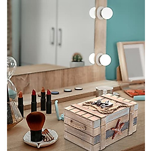 CoTa Global Neptune Wooden Jewelry Box - Handcrafted Nautical Trinket with Starfish and Boat Anchor Decorations, Accent Tabletop Home Decor, Beach Starfish Jewelry Storage Organizer - 6.5 Inches