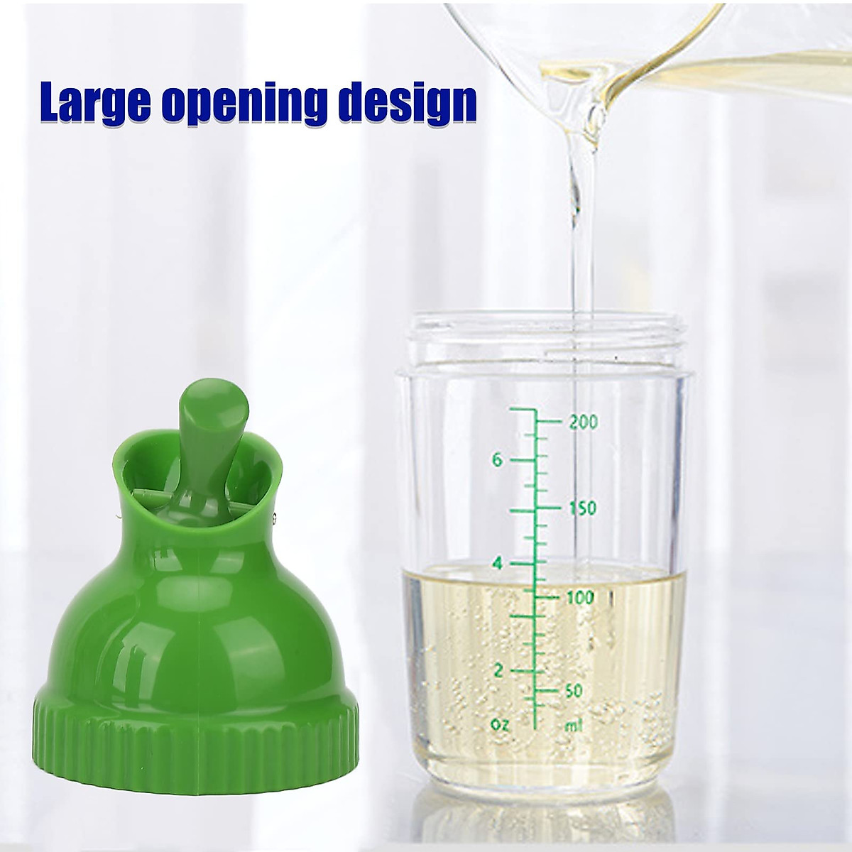 Dechoga Salad Dressing Container,200ml Salad Dressing Shaker,Salad Dressing Shaker Container Dripless Pour,Leak-free,Soft Grip,Homemade Salad Dressing Bottle Mixer Measure with Lid (Green)