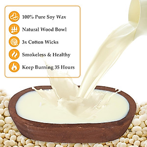 Scented Candles for Home, YeeQue Vanilla Candle with Large Wooden Bowl Design for Women,Girl Birthday Gift