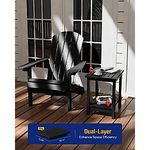 YEFU Small Table Set of 2 Side Tables Outdoor Coffee Table for Patio Living Room Bedroom(Black, Double Layer)