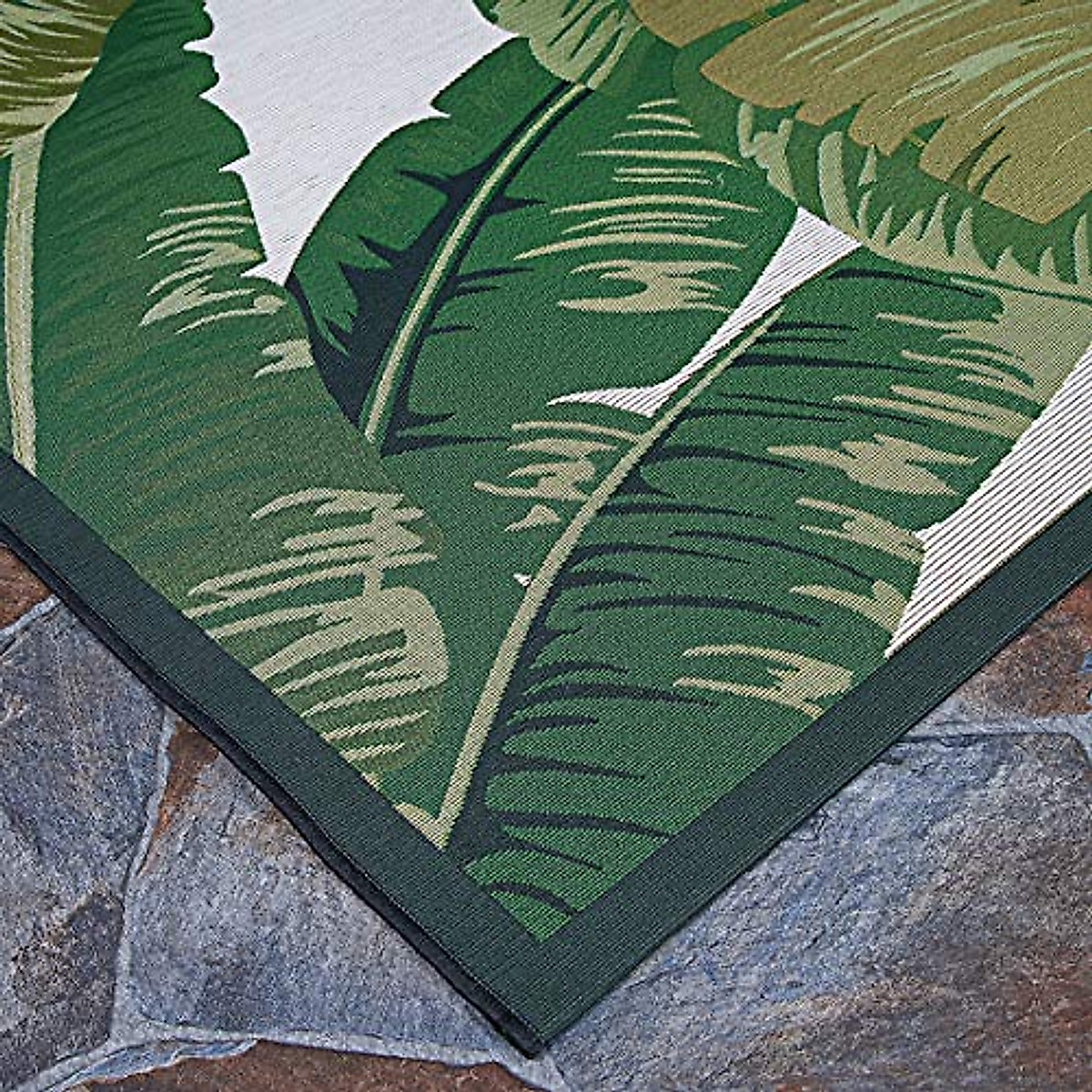 Couristan Dolce Palm Lily Indoor/Outdoor Area Rug, 5'3" x 7'6", Hunter Green-Ivory