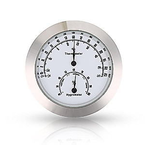Dilwe Guitar Round Thermometer Hygrometer, Humidity Temperature Meter for Violin Guitar Case Instrument Care(Silver)