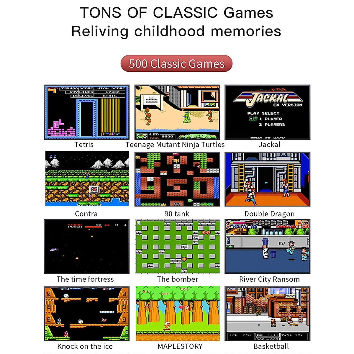 Retro Handheld Game Console AKKWEOP with 500 Classical FC Games-3.0 Inches Screen Portable Video Game Consoles Video Games Support for Connecting TV & Two Players for Kids Adults (Gray)