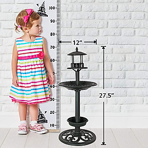 Amazing Plastic Birdbath Bird Feeder with Planter for Garden Lawn Backyard Patio Balcony Decor with 27.5” Height